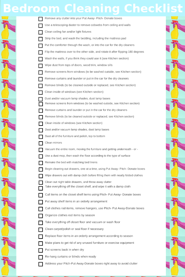 Room By Room Cleaning Checklist Printable